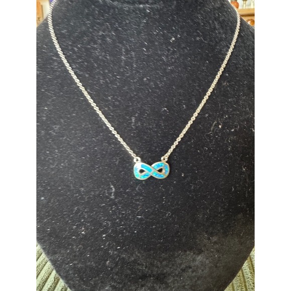 Jewelry | Sterling Silver Opal Inlay Infinity Symbol Necklace Chain ...